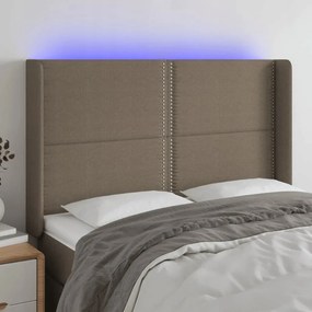 Čelo Postele S Led Textil Taupe 147 x 16 x 118/128 cm