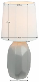 Keramická stolní lampa, šedá, QENNY TYP 2