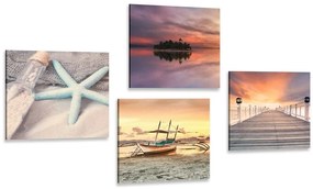 Set obrazů dovolená v ráji - 4x 40x40 cm