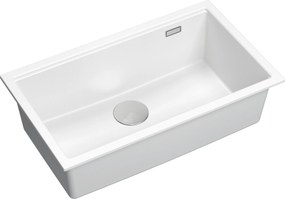QUADRON Bílý kuchyňský granitový dřez Logan 110, jednokomorový k instalaci pod kuchyňskou desku