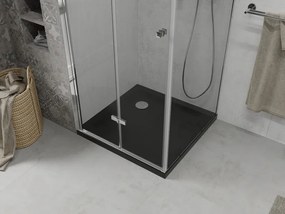 Mexen Lima, sprchový kout 90 (dveře) x 90 (stěna) cm, 6mm čiré sklo, chromový profil + SLIM sprchová vanička černá 5cm s chromovým sifonem, 856-090-090-01-00-4070