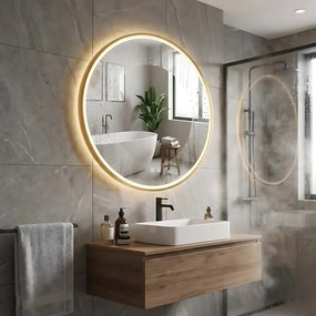 Nástěnné zrcadlo s LED osvětlením MMJ 60 cm zlaté