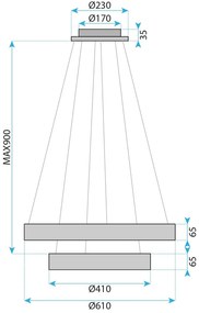 Toolight Závěsné LED osvětlení Urban B9 G043-2CP zlaté