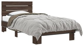 Rám postele hnědý dub 90 x 190 cm kompozitní dřevo a kov