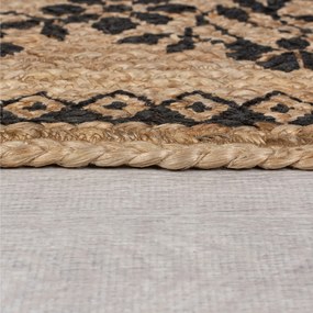 Kusový koberec Printed Jute Maisie Natural/Black, 200x290, béžová, chodba / predsieň, Flair Rugs