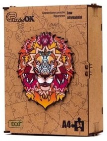 007069 3D dřevěné puzzle handmade - Africký lev A4