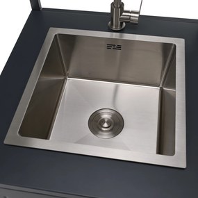 Zahradní kuchyňský ostrůvek s dřezem, ocel, šedá, TANITA TYP 2
