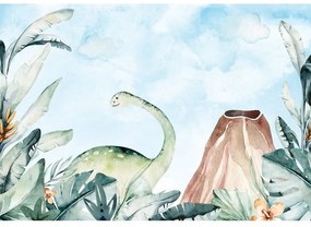 Postershop Fototapeta vliesová: For kids dinosaur watercolour - 416x254 cm