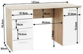 Kondela PC stůl, dub sonoma / bílá, EUSTACH