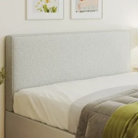 HOMCOM čalouněné nástěnné čelo s efektem lnu, 140 × 60 cm, krémové — rám z eukalyptu, snadná montáž na stěnu