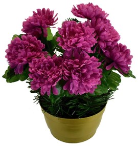 Umělá květina Chryzantéma v květináči, fialová, 22 x 23 cm