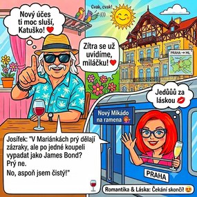Srdcem darované Veselá osobní ilustrace na přání – Tištěný plakát A3 Varianta grafického zpracování:: Pin Up