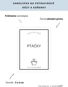 Samolepka na kořenky PTÁČKY průhledná 3 × 4 cm základní písmo