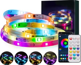 Led Pásek 5M Neon 5050 Rgbic Bluetooth Aplikace Dálkový Ovladač Duha Set 60LED/M