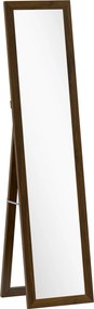 HOMCOM Plné tělo zrcadlo 157x37 cm s MDF rámem, stojící s nakloněním nebo závěsné, ořech