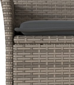 3dílný bistro set s poduškami šedý polyratan a sklo 3278746