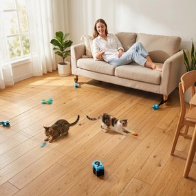 PawHut Automatická/dálkově ovládaná hračka pro kočky s nastavitelnou rychlostí a přizpůsobitelnými běhovými dráhami, černá