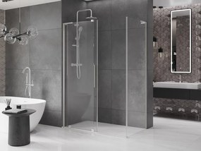 Mexen Velar, sprchový kout s posuvnými dveřmi 150 x 80 cm, 8mm čiré sklo, broušená ocel, 871-150-080-01-97