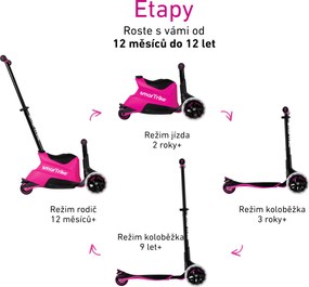 Xtend Scooter Ride-on pink - multifunkční koloběžka