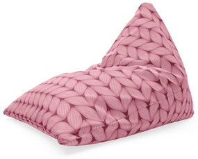 Sablio Sedací vak Triangl Růžové pletení z vlny: 120 x 100 x 100 cm