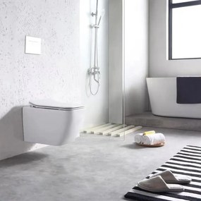 Rea Martin - závěsná WC mísa Rimless 51x37 s pomalu-padajícím sedátkem, bílá, REA-C8006