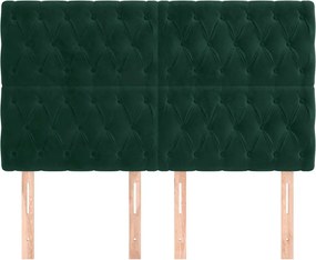 Čelo postele tmavě zelené 144x7x118/128 cm sametové 3116719
