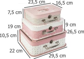 Dětské kufříky, lepenkové, růžové, 3 kusy