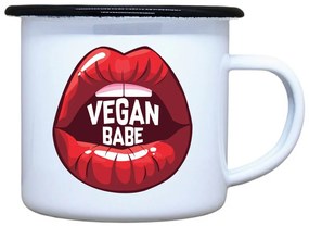 Super plecháček Smaltovaný plecháček s potiskem Vegan BABE Objem: 460 ml