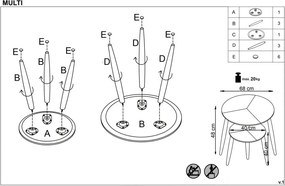 MULTI sada 2 stolků vícebarevné