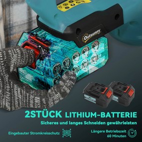 Outsunny Elektrický nůžky na živý plot, akumulátorové elektrické nůžky na živý plot s délkou střihu 51 cm, motor, akumulátor, modrý
