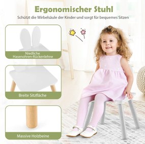 Costway Dětský stůl se 2 židlemi 3 kusy. Kindersitzgruppe mit Massivholzbeine