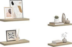 Plovoucí nástěnné police 4 ks dub 60 x 23,5 x 3,8 cm MDF 323876
