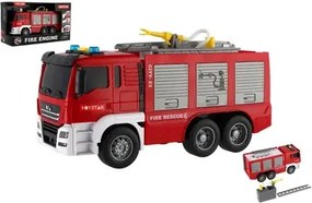 TEDDIES Auto hasičské 25 cm / Plast / Na setrvačník / Světlo a zvuk /
