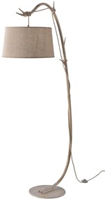 Mantra 6182 Sabina, stojací lampa v kombinaci dřeva a pytloviny s vypínačem, 1x40W E27, výška 182cm