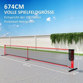 SPORTNOW Přenosná síť na pickleball – Sada 6,7m s nejvyššími standardy, včetně sítě, značkovačů, sběrače míčků a tašky pro venkovní použití