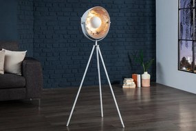 Stojací lampa BRUSEL Dekorhome Bílá / stříbrná