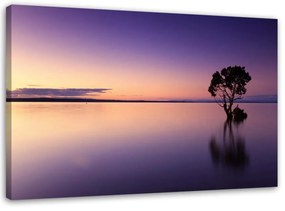 Obraz na plátně Přírodní strom Fialové jezero - 100x70 cm