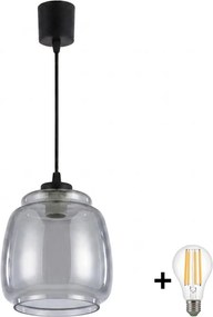 BRILAGI - LED Lustr na lanku R GLASS 1xE27/60W/230V pr. 26 cm černá/kouř šedá