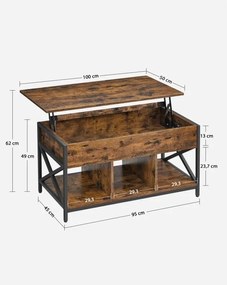 Konferenční stolek Vasagle Bory s prodlužovací deskou hnědý/černý
