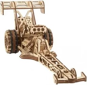 Ugears 3D dřevěné mechanické puzzle Závodní auto (dragster) / od 14 le
