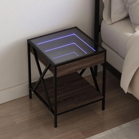 Noční stolek s Infinity LED hnědý dub 40 x 40 x 49 cm 3284100