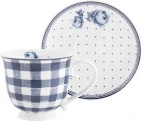 Porcelánový hrnek s podšálkem Vintage Indigo