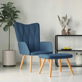 Relaxační křeslo se stoličkou modré textil 327538