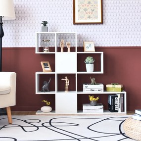 Costway Dřevěná dělicí příčka na knihy ve stylu moderního 5 patrového žebříku
