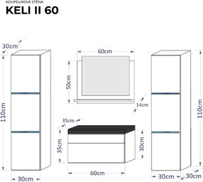 Ral Koupelnová stěna + umyvadlo KELI 11 - Černý lesk