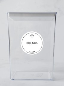 KOLÍNKA  – bílá samolepka na dózu, základní písmo, 5 cm | DomaLEP
