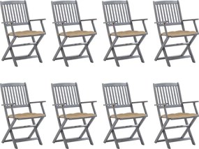 vidaXL Skládací zahradní židle s poduškami 8 ks masivní akácie [3078281] Barva: Béžová