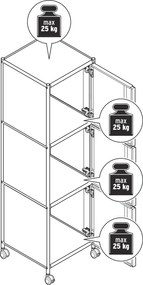 Tchibo - Kovový kontejner na kolečkách CN3 se 3 dvířky - barva: černá