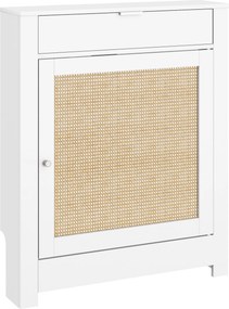 HOMCOM Kryt topení s výklopnými dveřmi a ratanem, prostor, boho design, pro obývací pokoj, ložnici, bílá