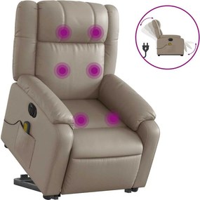 Elektrické zvedací masážní polohovací křeslo cappuccino koženka 3205177